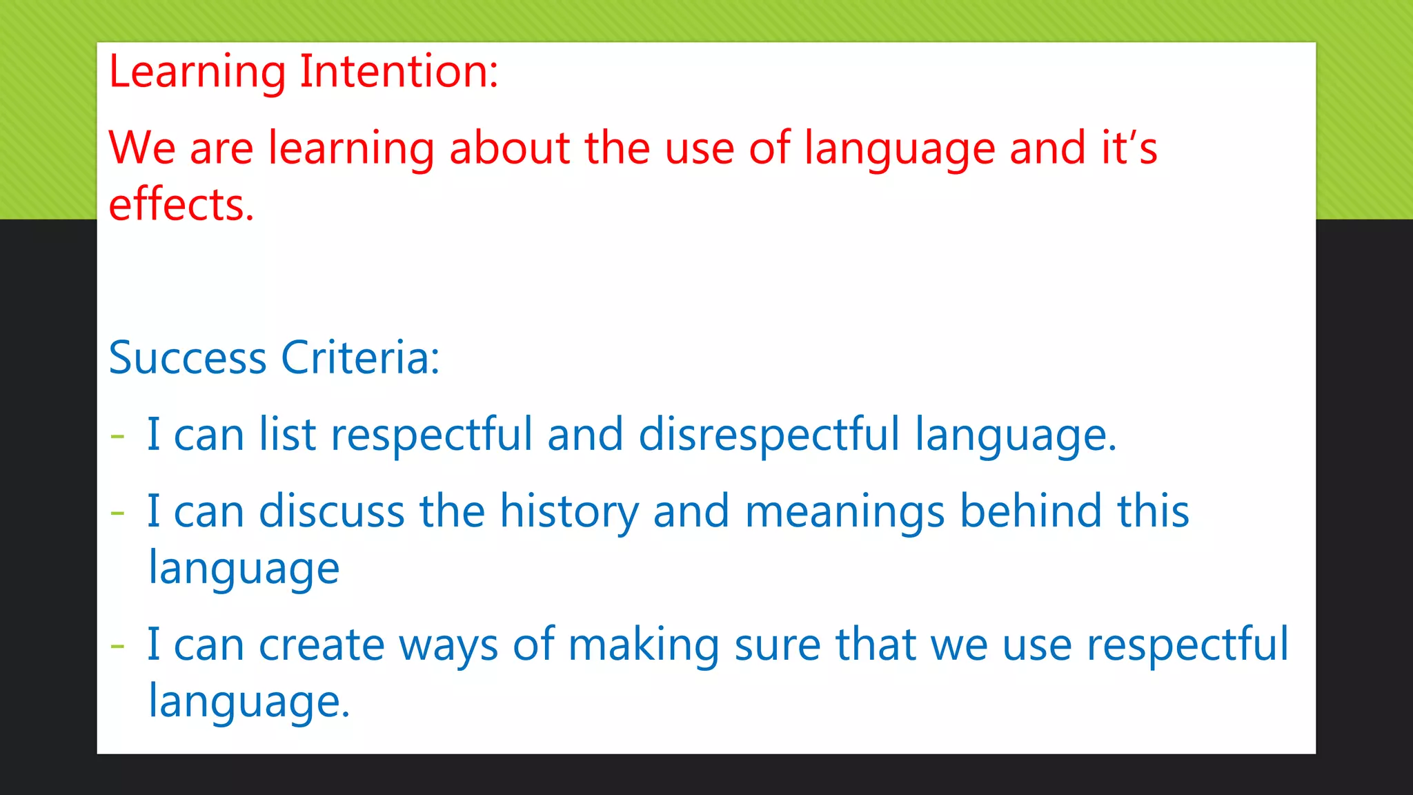 Respectful and Disrespectful Language | PPTX