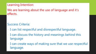 Respectful and Disrespectful Language | PPTX
