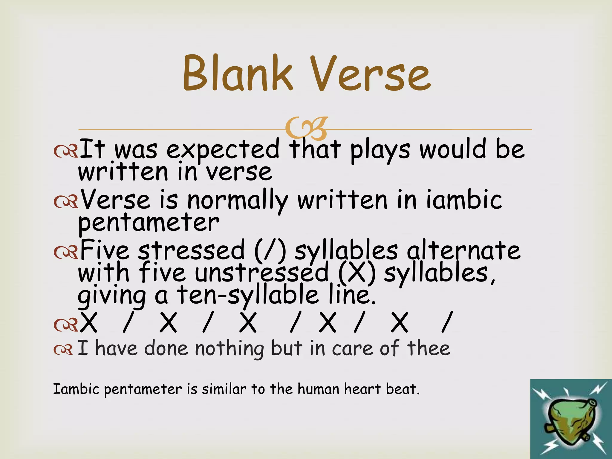 Verse types in The Tempest relate these to Act 1 | PPTX