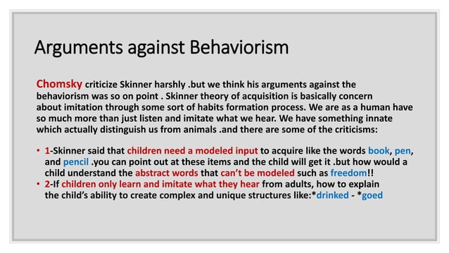 Language acquisition - the behaviorist theory | PPTX