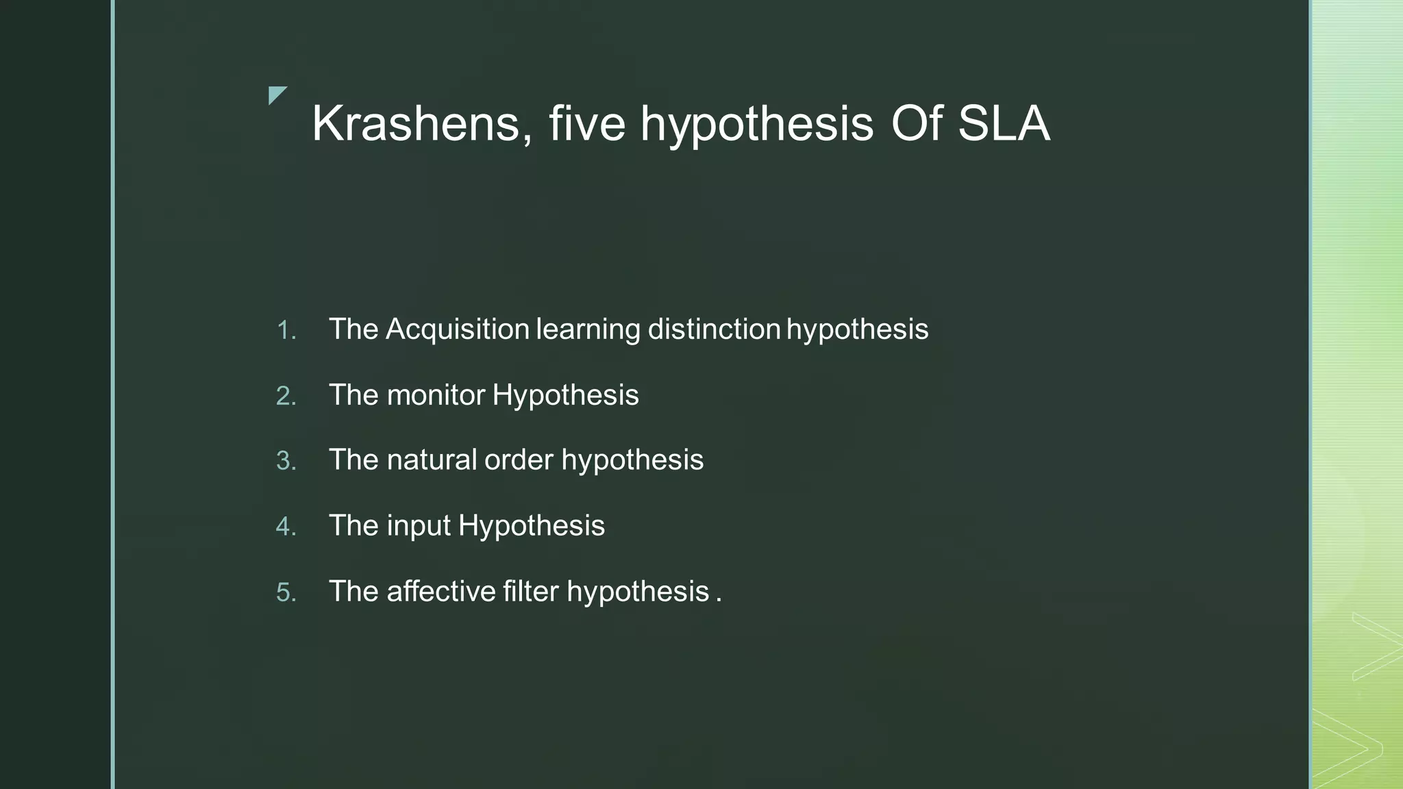 Krashen five hypothersis of SLA | PDF