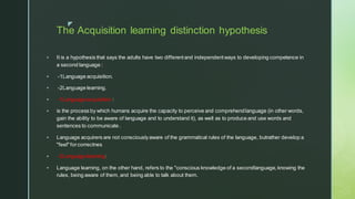 Krashen five hypothersis of SLA | PDF