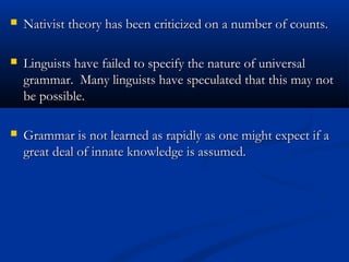 Language acquistion theories | PPT
