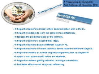 Language across curriculum: Meaning, definition and principles. | PDF