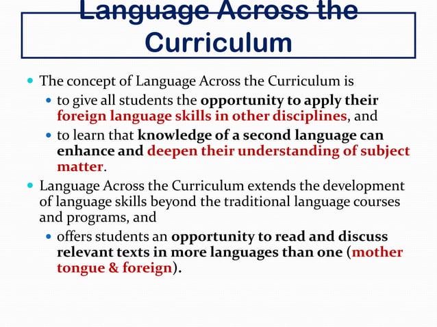 Language Across Curriculum_LAC. Basic concept | PPT