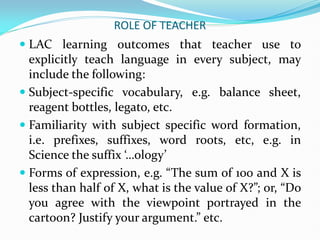 Language Across Curriculum_LAC. Basic concept | PDF