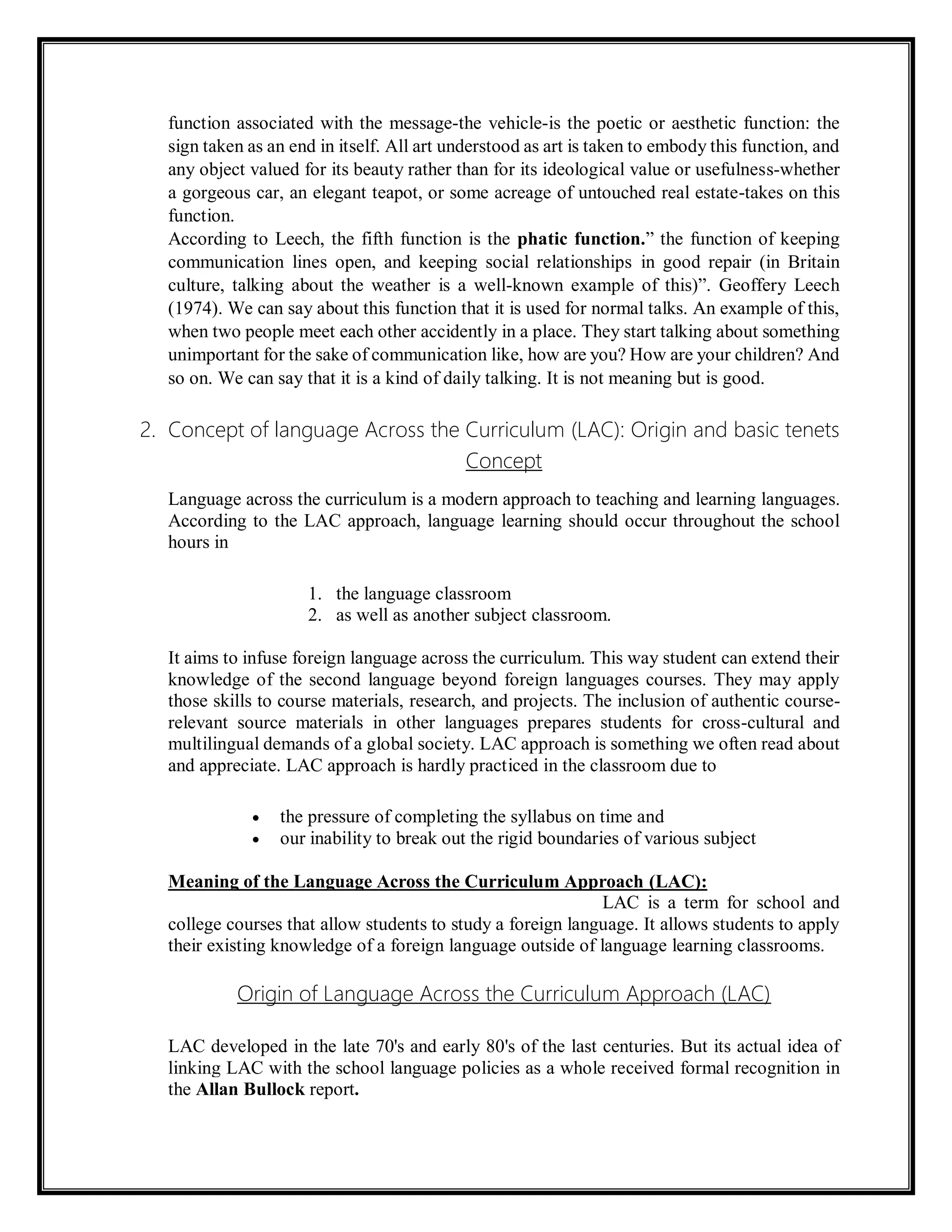 Language Across the Curriculm LAC B.Ed. | PDF