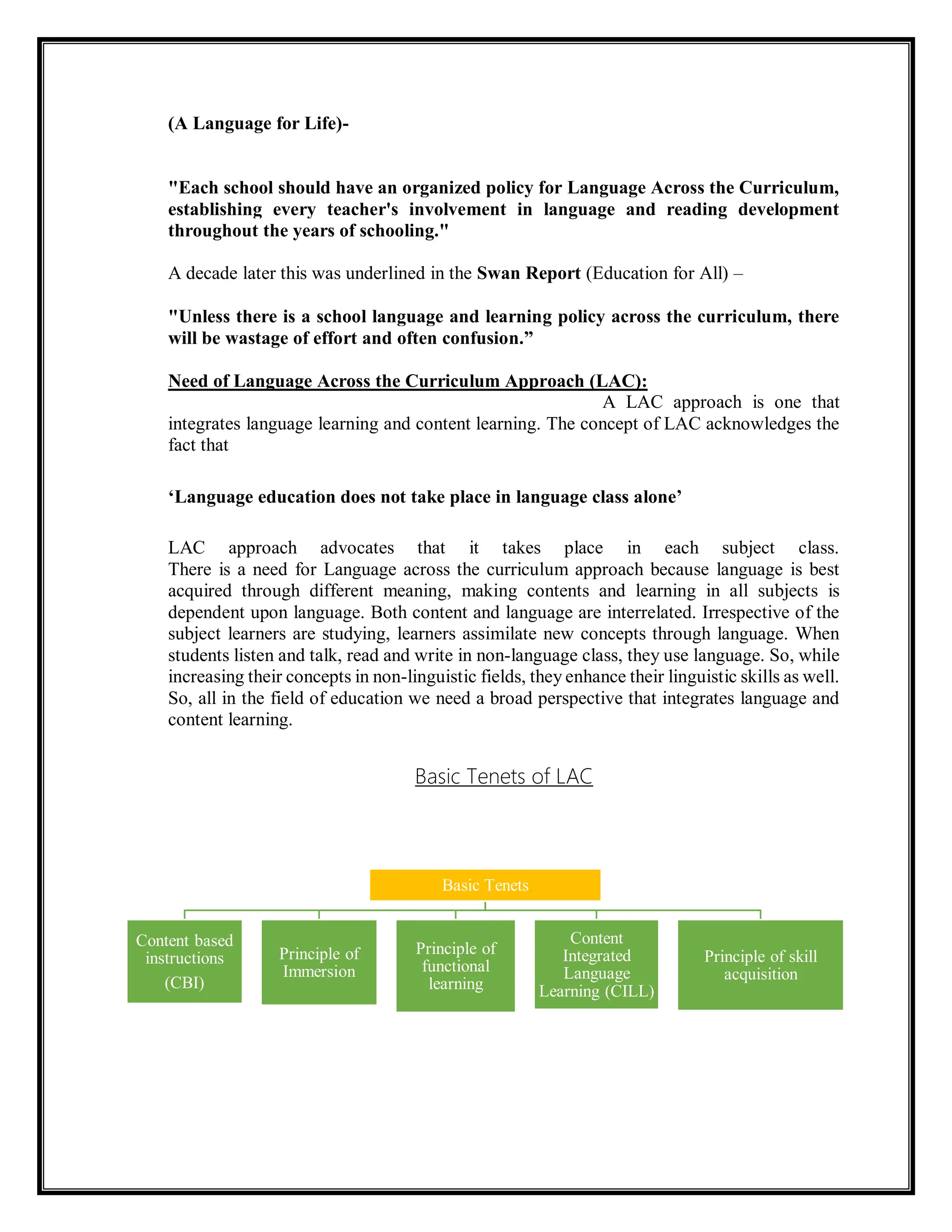 Language Across the Curriculm LAC B.Ed. | PDF