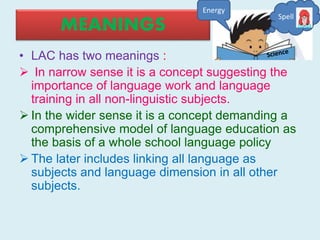 Language across the curriculum - Conceptual over view | PPT