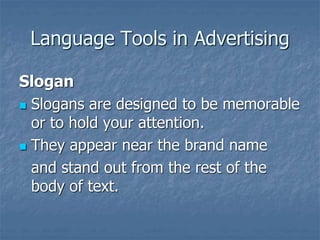 Language advertising lesson 4 students | PPTX