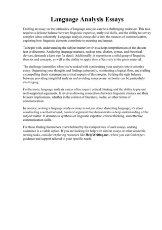 Language Analysis Essays | PDF