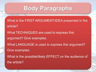 Structure of a Language Analysis Essay | PDF