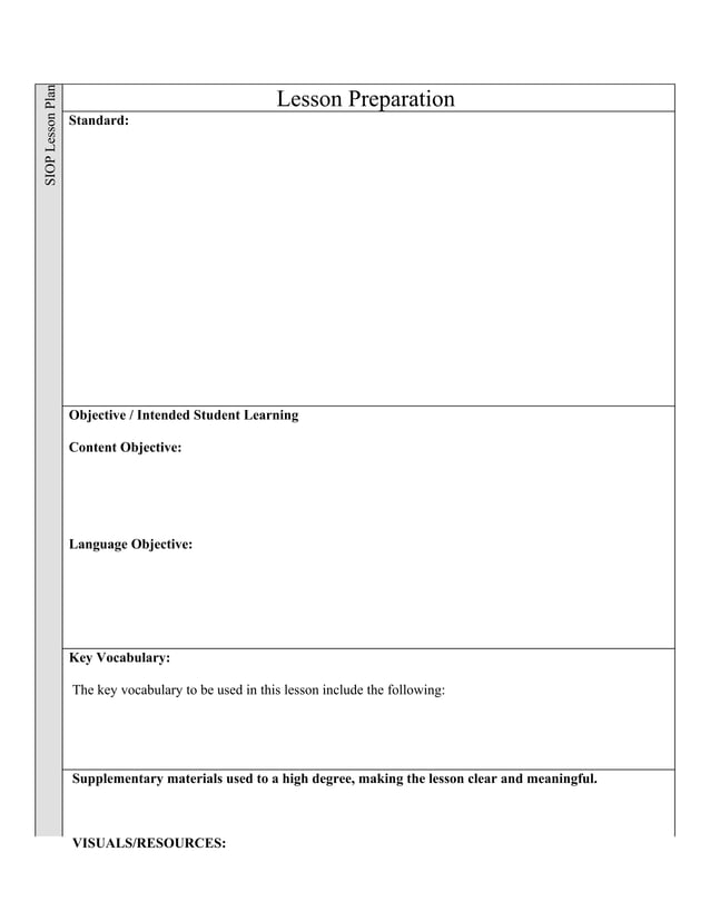 Language and content objectives lesson plan format | PDF