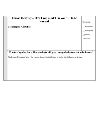 Language and content objectives lesson plan format | DOC