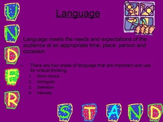 Language and critical thinking | PPT
