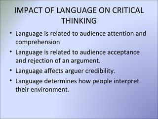 Language and Critical Thinking | PPT