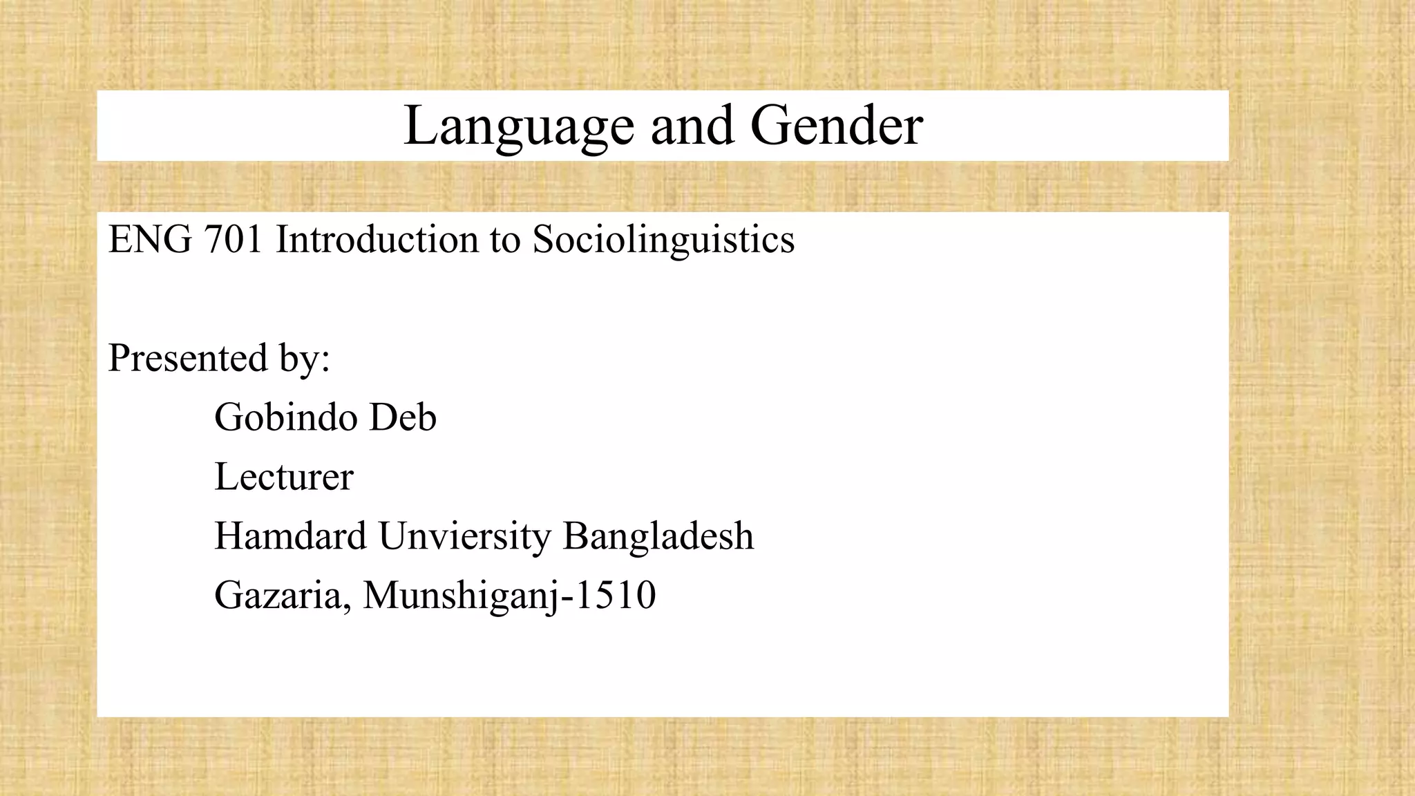 Language and gender | PPT