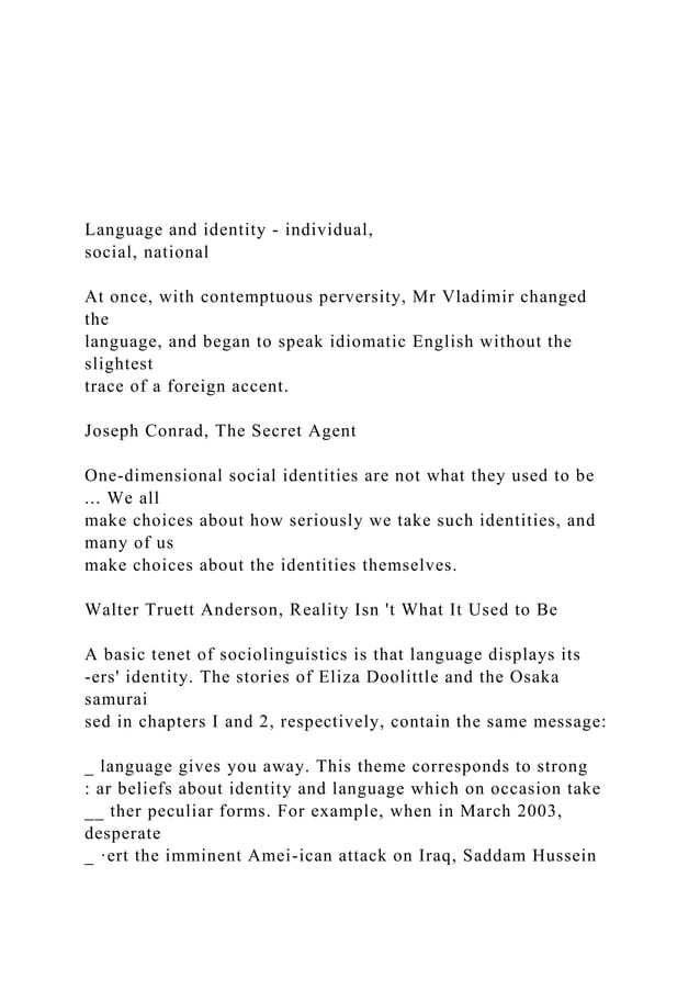 Language and identity - individual, social, national .docx