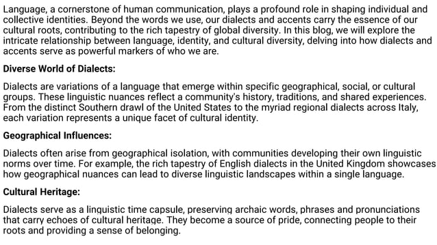 Language and Identity: How Dialects and Accents Shape Cultural ...
