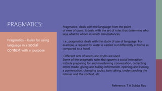 Language and its components, Reference from T.A. Subba Rao | PPTX