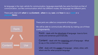 Language and its components, Reference from T.A. Subba Rao | PPTX