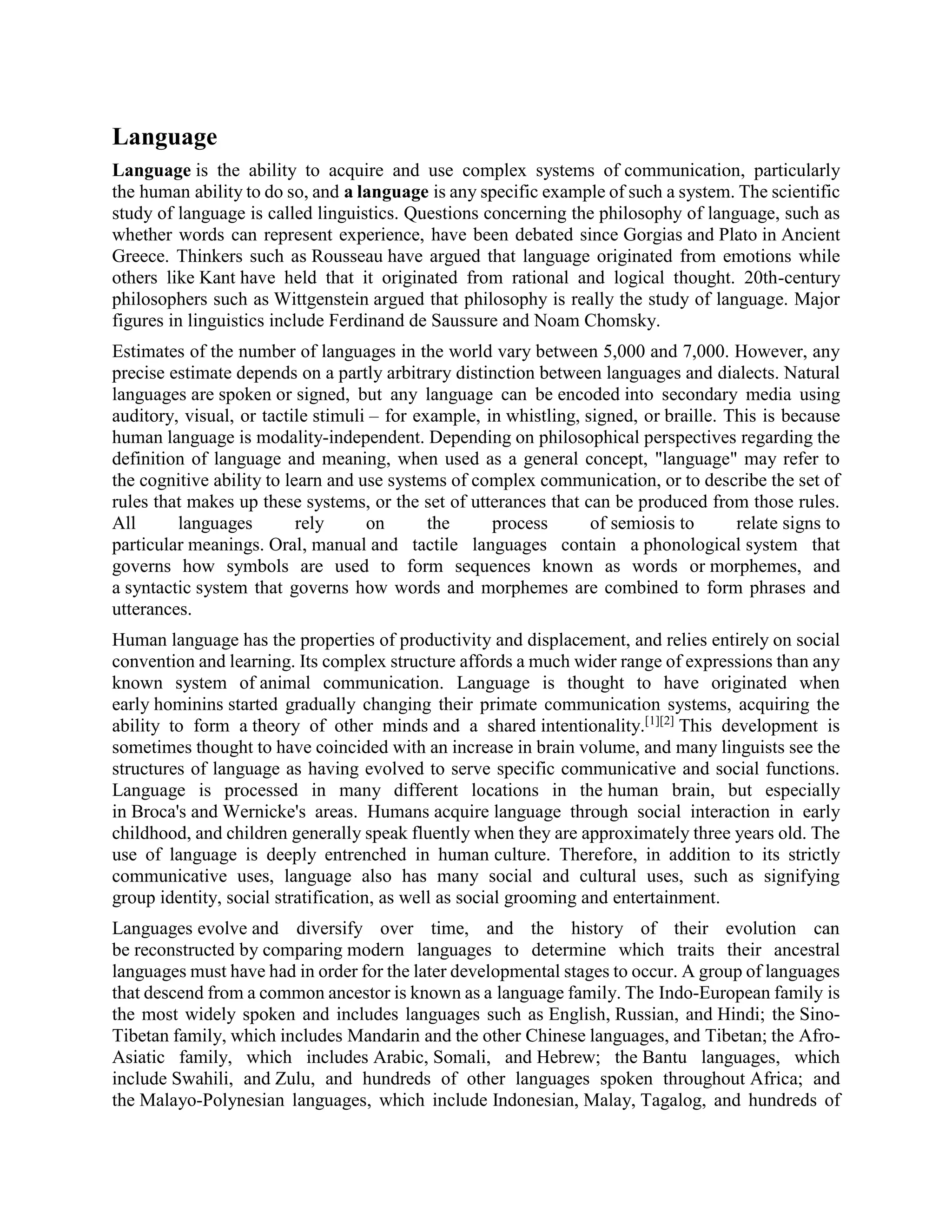 Language and its importance | PDF