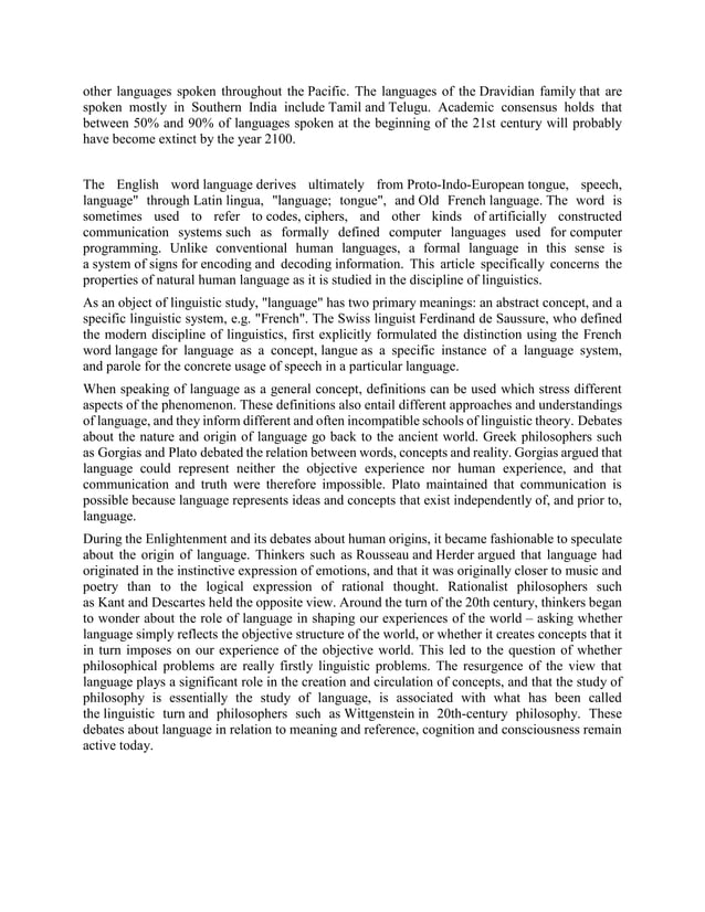 Language and its importance | PDF