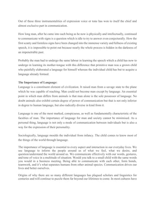 Language and its importance | PDF