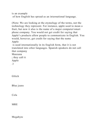 Language and Linguistics WorksheetUsing the text for this co | DOCX