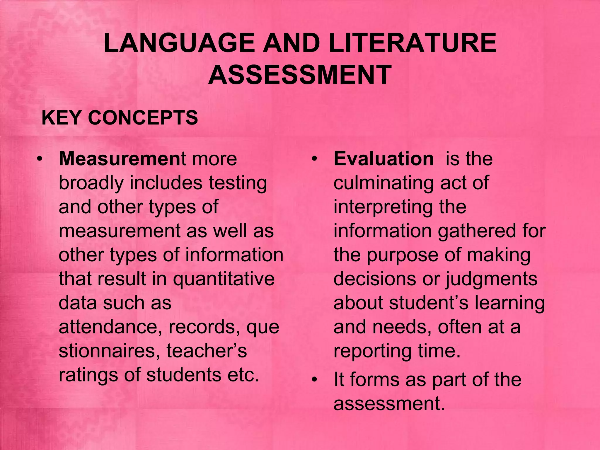 Language and literature assessment (lecture 1) | PPTX