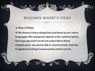 LANGUAGE AND THOUGHT ; Sapir-whorf Hypothesis.pptx