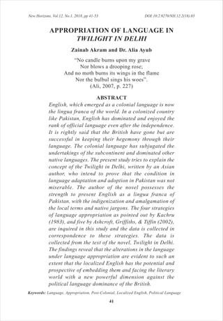 Language appropriation in twilight in delhi | PDF