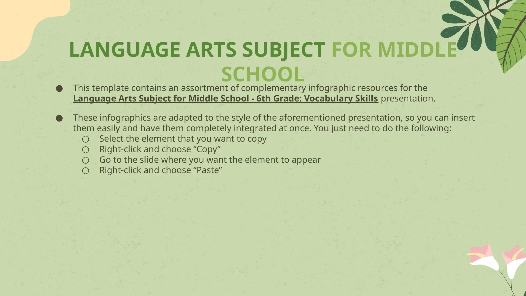 Language Arts Subject for Middle School - 6th Grade_ Vocabulary Skills ...