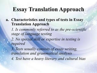 Language assessment | PPTX | Standardized Testing | Educational Assessment