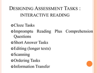 Language Assessment - Assessing Reading by EFL Learning | PPTX