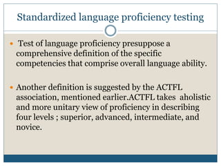 Language Assessment - Standardized Testing by EFL Learners | PPTX