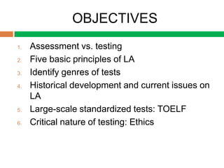Language Assessment Principles and Issues | PPTX