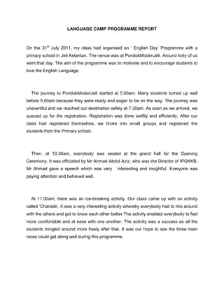 Language Camp Programme Report | DOCX