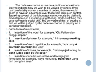 Sociolinguistics - Chapter Two - Language choice in multilingual ...
