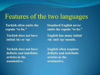 Language comparison turkish english | PPT