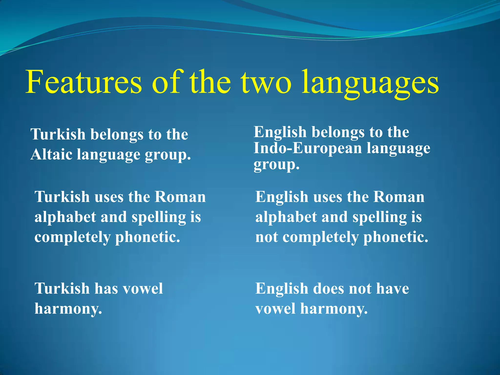 Language comparison turkish english | PPTX