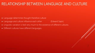 Language, Culture and Thought | PPTX