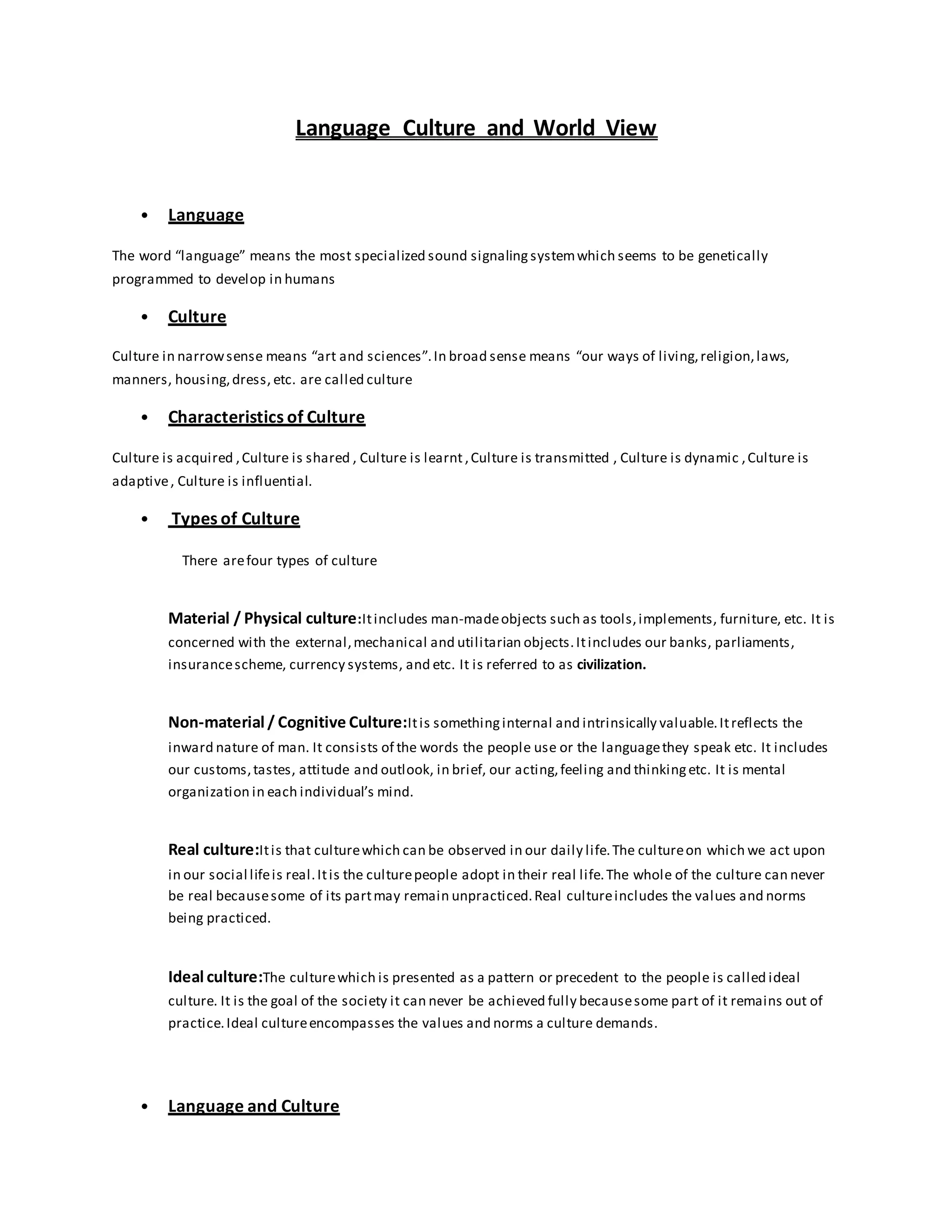 Language culture and world view | DOCX