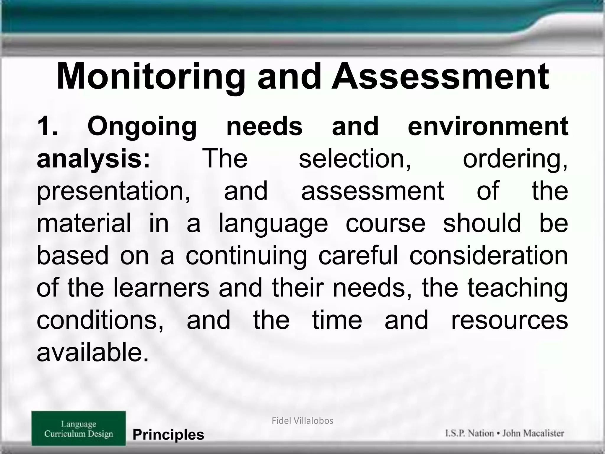 Language Curriculum Design (Chapter 4 Principles) | PPTX