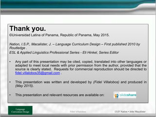 Language Curriculum Design (Chapter 4 Principles) | PPTX