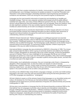 Language, customs and cultural diversity | PDF