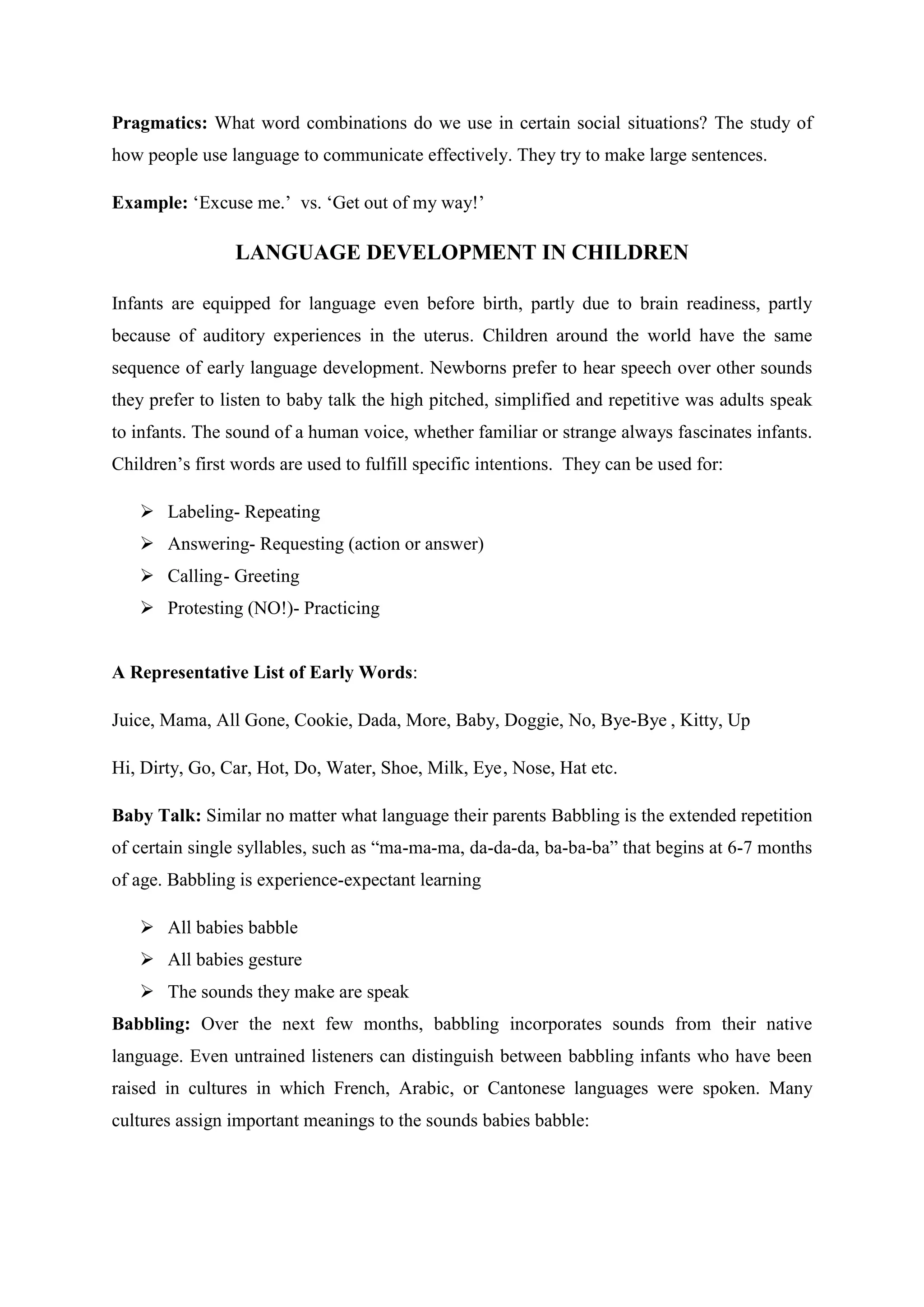 Language development in children | PDF