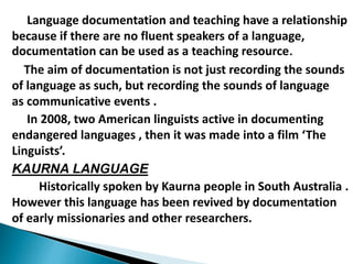 Language documentation | PPTX