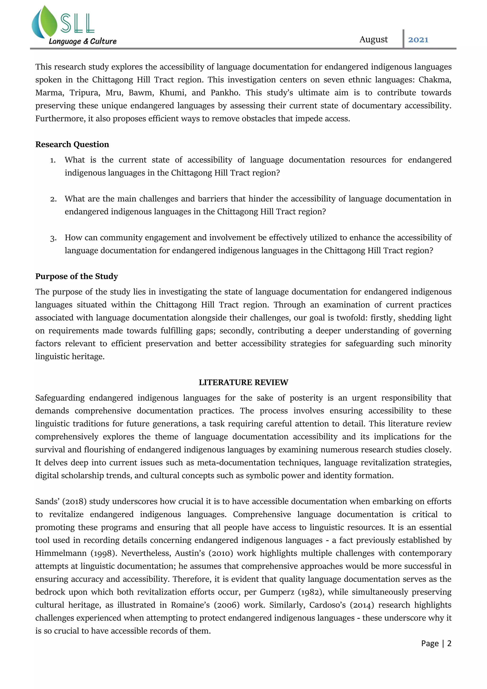 Language Documentation Accessibility in Indigenous Languages: A Study in the Chittagong Hill ...