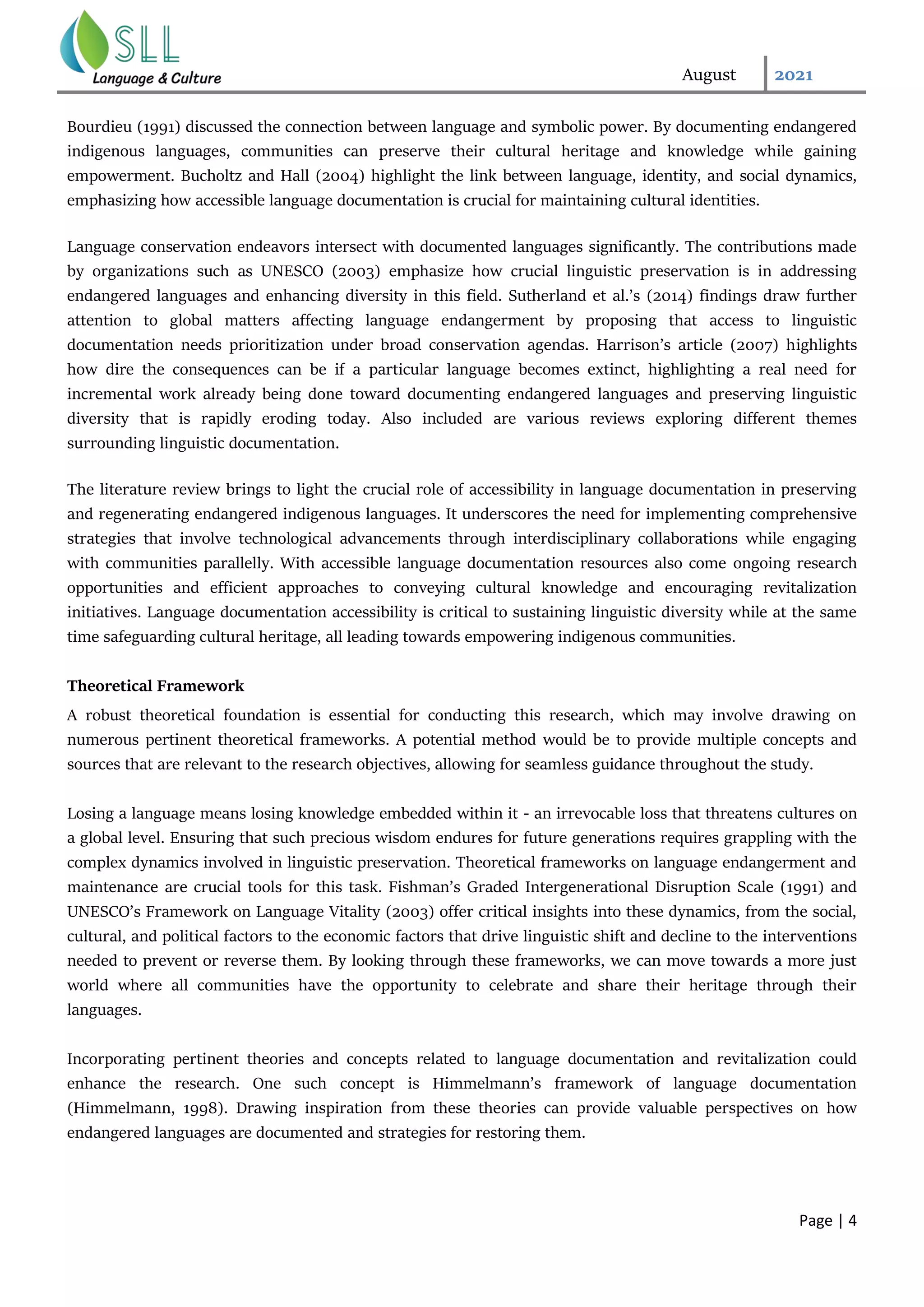 Language Documentation Accessibility in Indigenous Languages: A Study in the Chittagong Hill ...